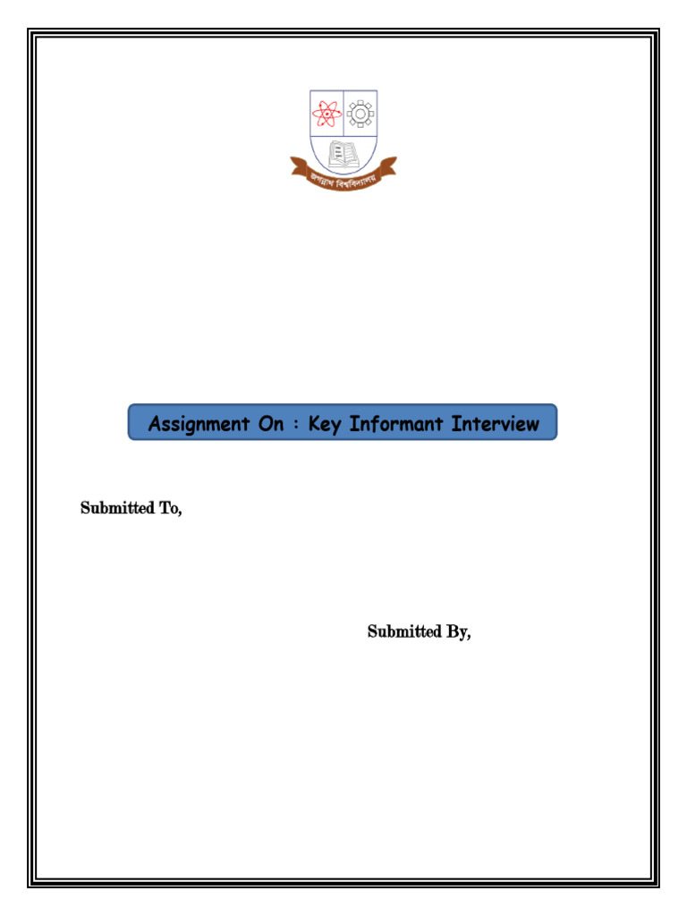 Key Informant Interview Assignment | PDF