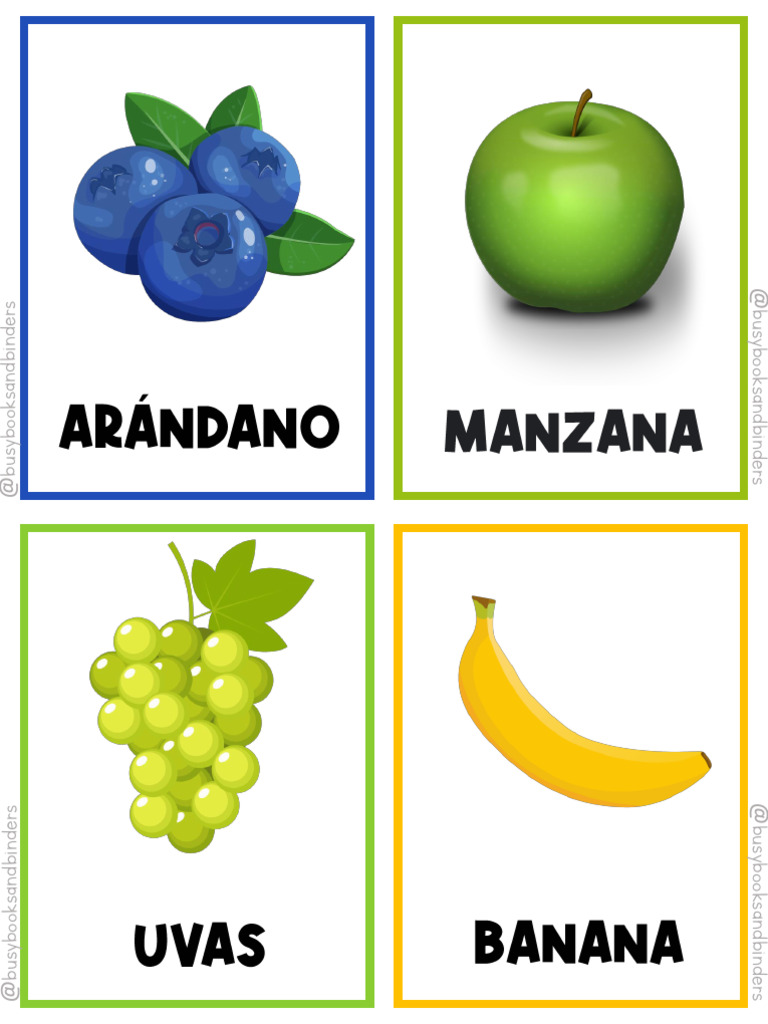 Fruits and Veggies Flashcards Spanish 2022 | PDF
