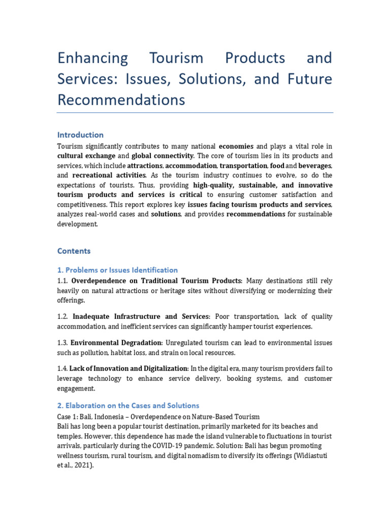 SAMPLE ASSIGNMENT 1 Tourism Products and Services | PDF | Tourism ...