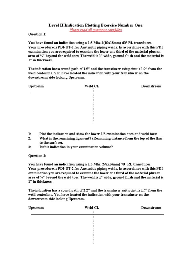 UT Shearwave Level II Indication Plotting Exercise | PDF | Welding ...