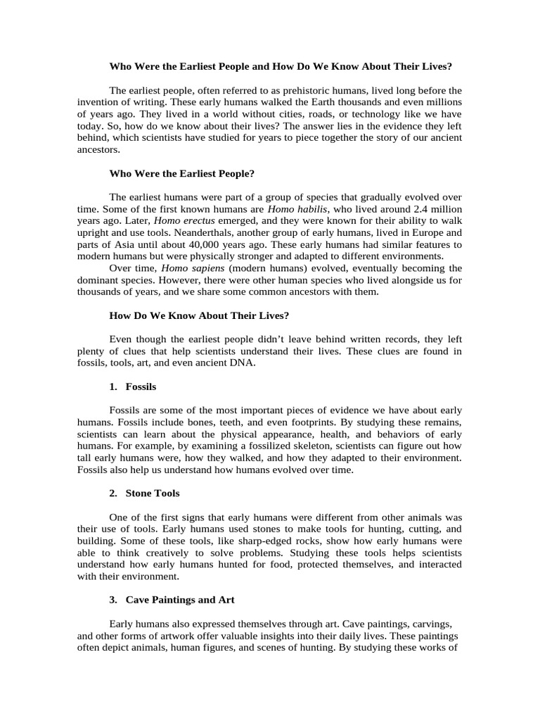 Understanding Early Human Life Evidence | PDF | Homo | Human