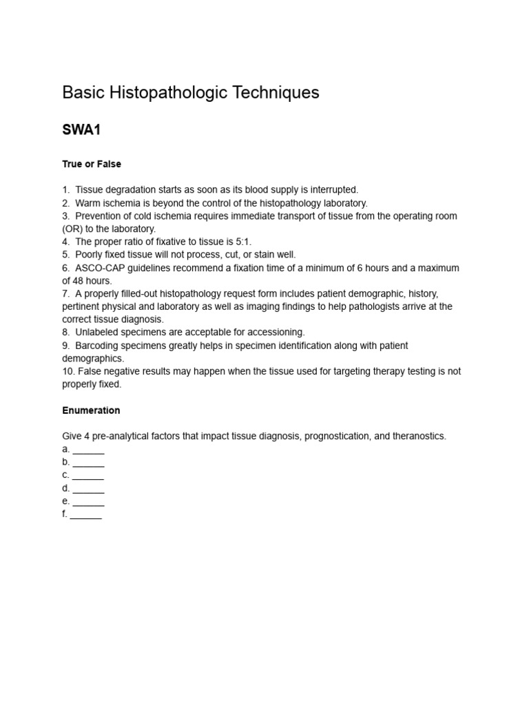 Basic Histopathologic Techniques | PDF | Fixation (Histology ...