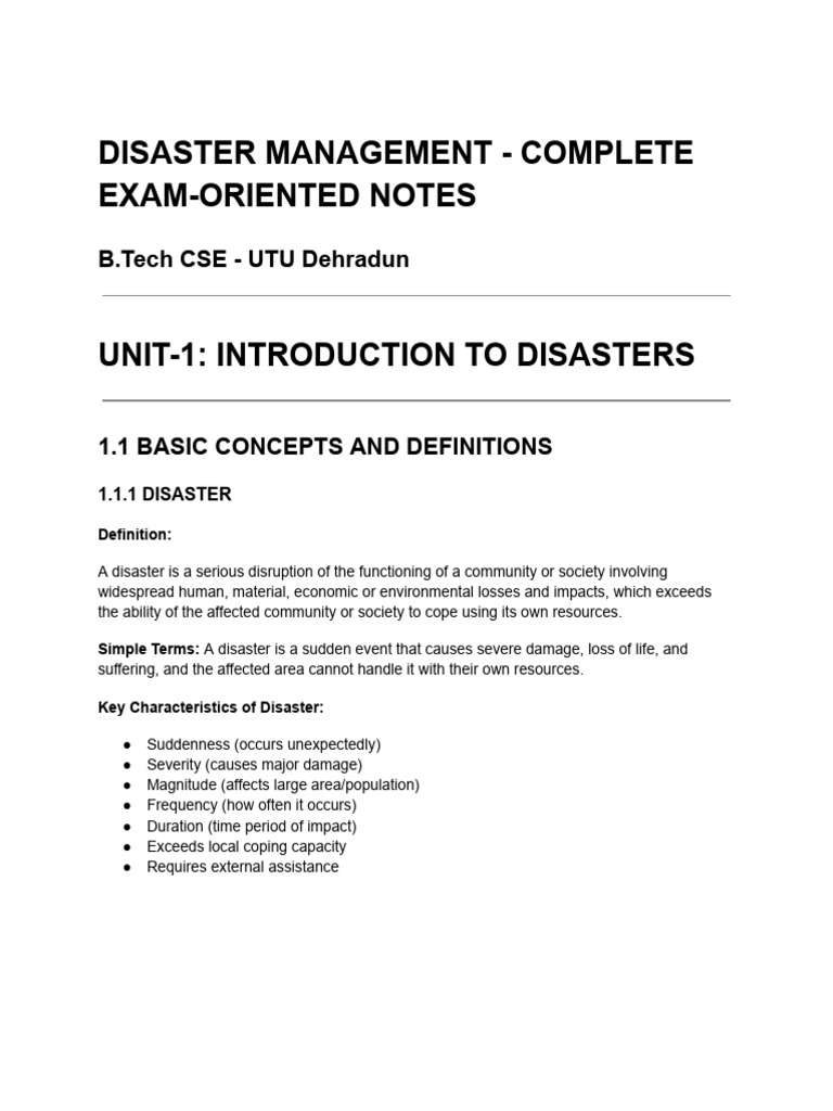 Disaster Management Notes for B.Tech CSE | PDF | Drought | Hazards