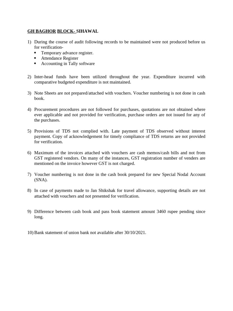Observations Block KGBV GH BH - Sidhi | PDF | Expense | Voucher