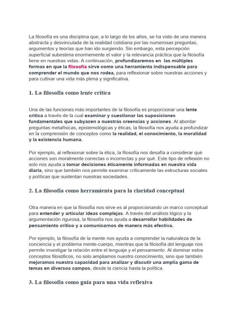La filosofía como herramienta vital diaria | PDF | Realidad | Pensamiento