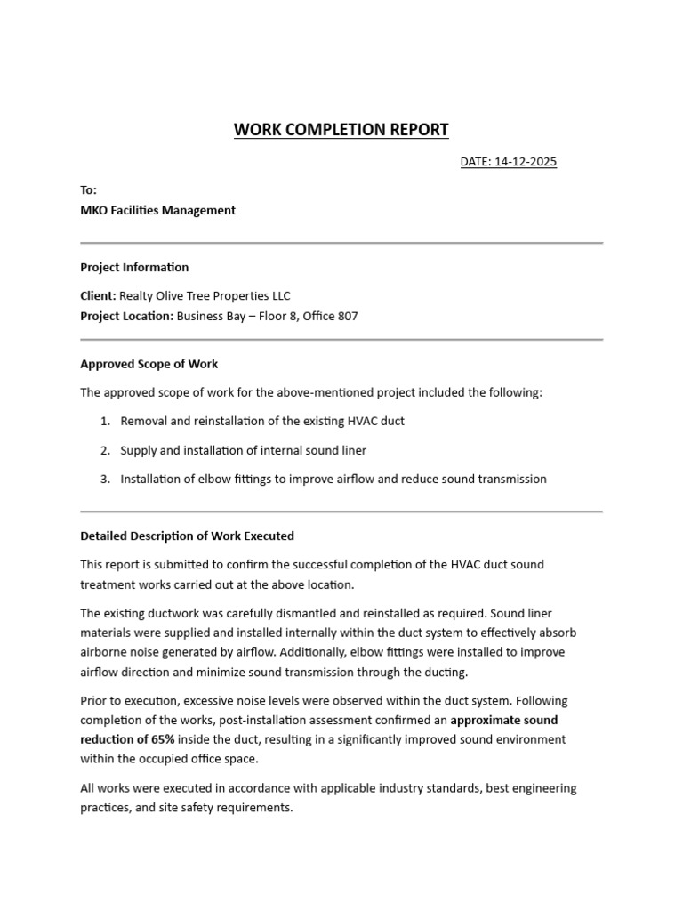 HVAC Duct Sound Treatment Report | PDF