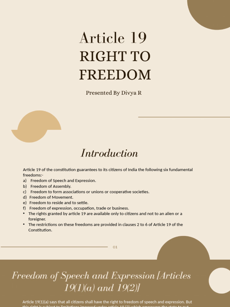 Understanding Article 19 Freedoms in India | PDF
