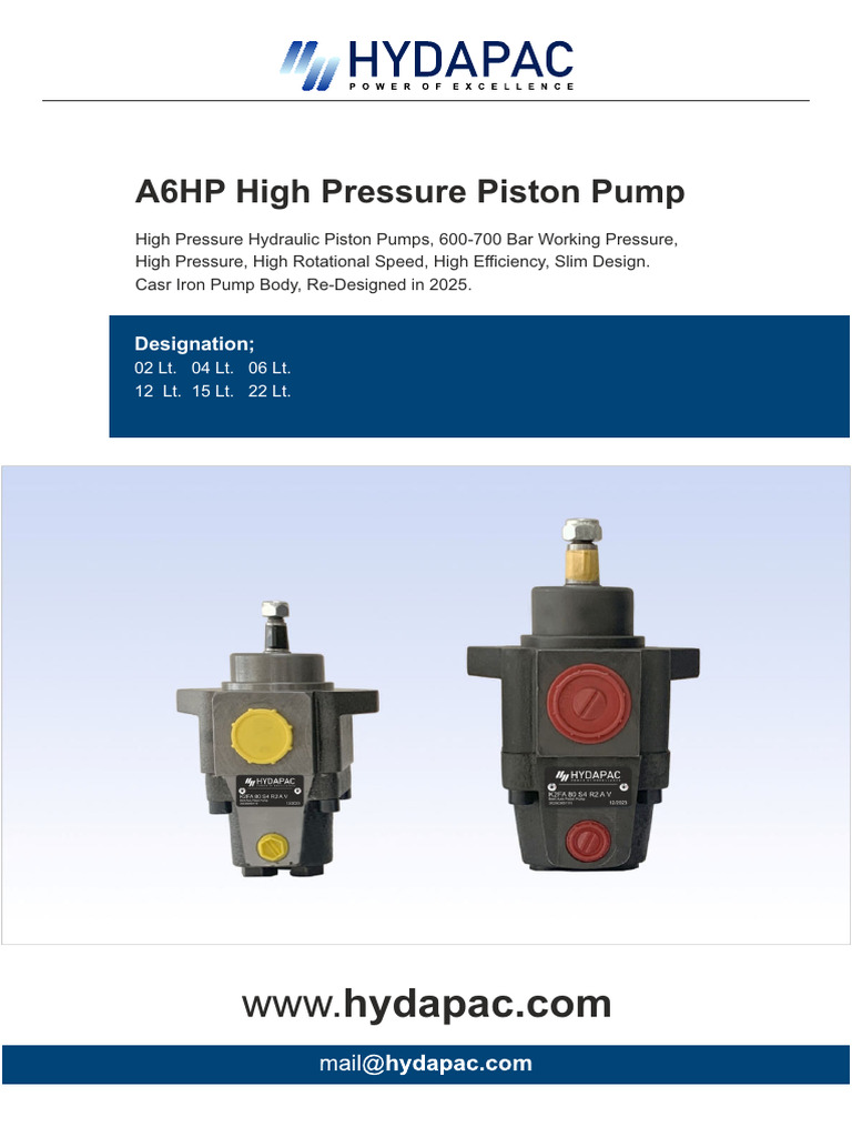 A6HP High Pressure Piston Pump | PDF | Horsepower | Engines