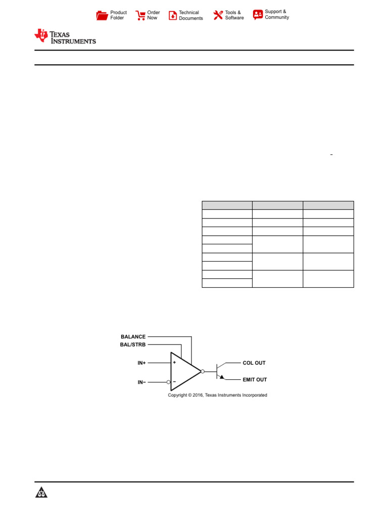 LM311 Differential Comparator Datasheet | PDF | Bipolar Junction ...