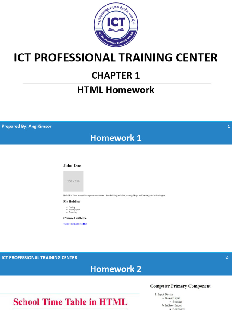 ICT Professional Training Center Homework | PDF