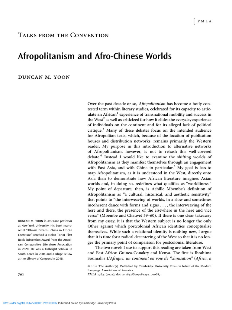 Afropolitanism and Afro Chinese Worlds | PDF | Postcolonialism | China