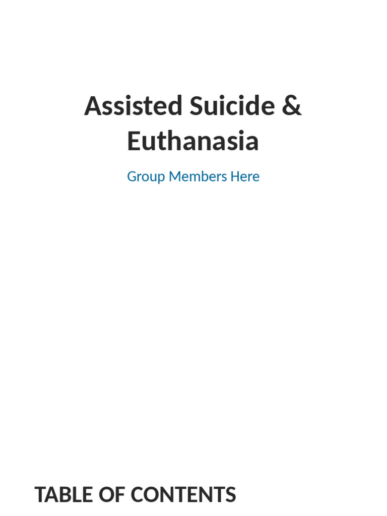 Assisted Suicide Euthanasia Abstract | PDF