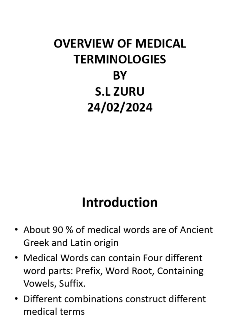 Medical Terminology Overview Guide | PDF | Anatomy