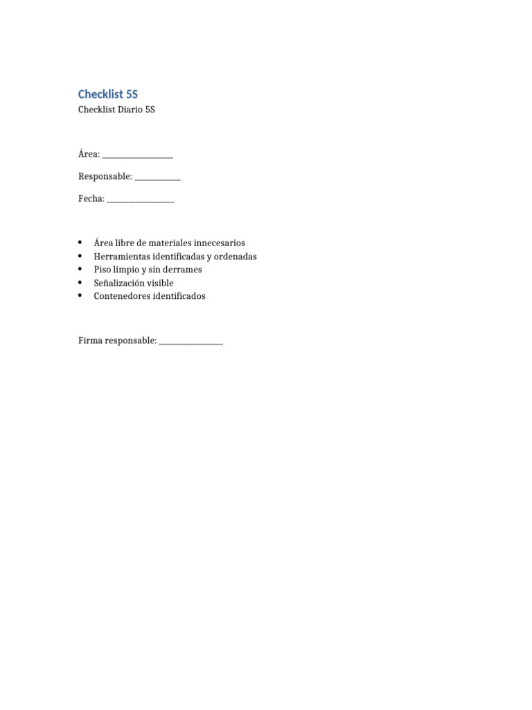 Checklist 5S | PDF