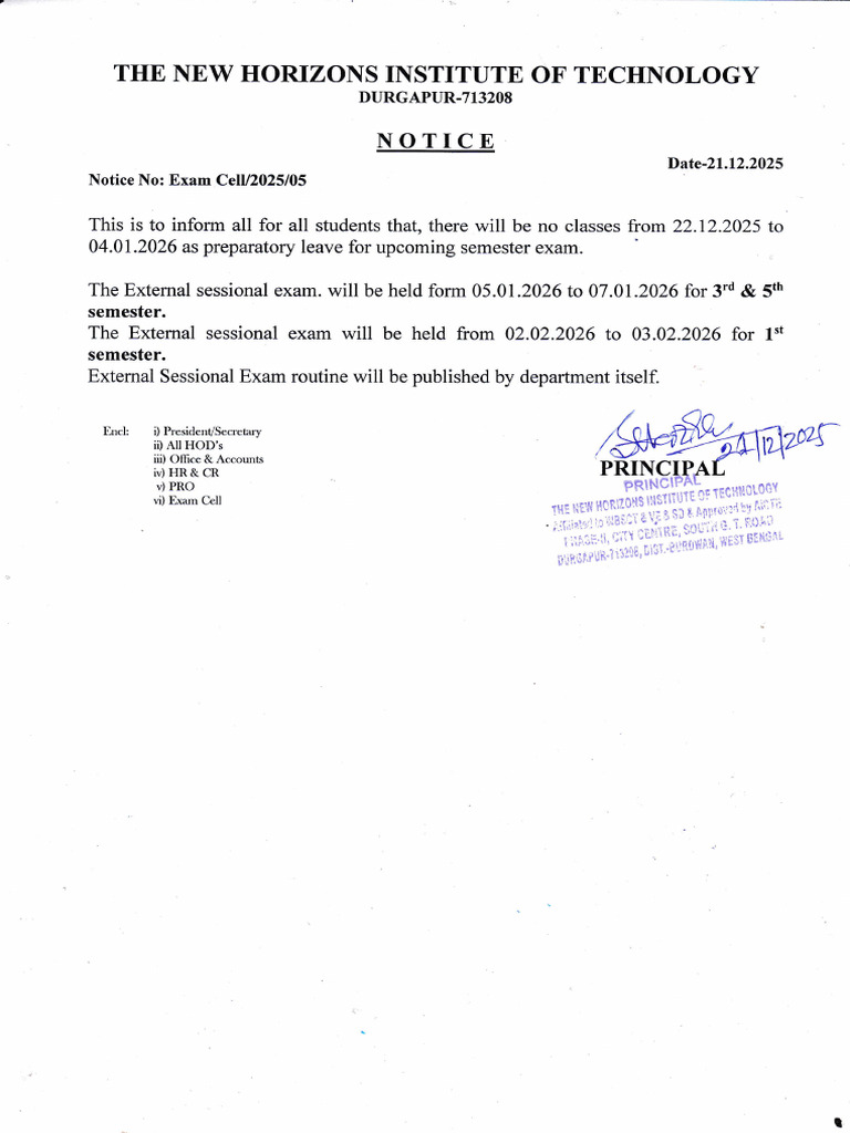 Exam Schedule and Class Break Notice | PDF