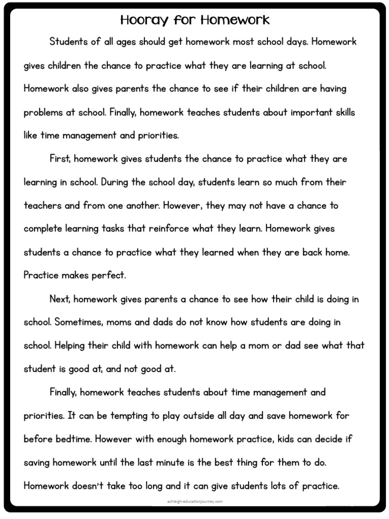 Homework Opinion Passages and Questions | PDF | Homework | Learning