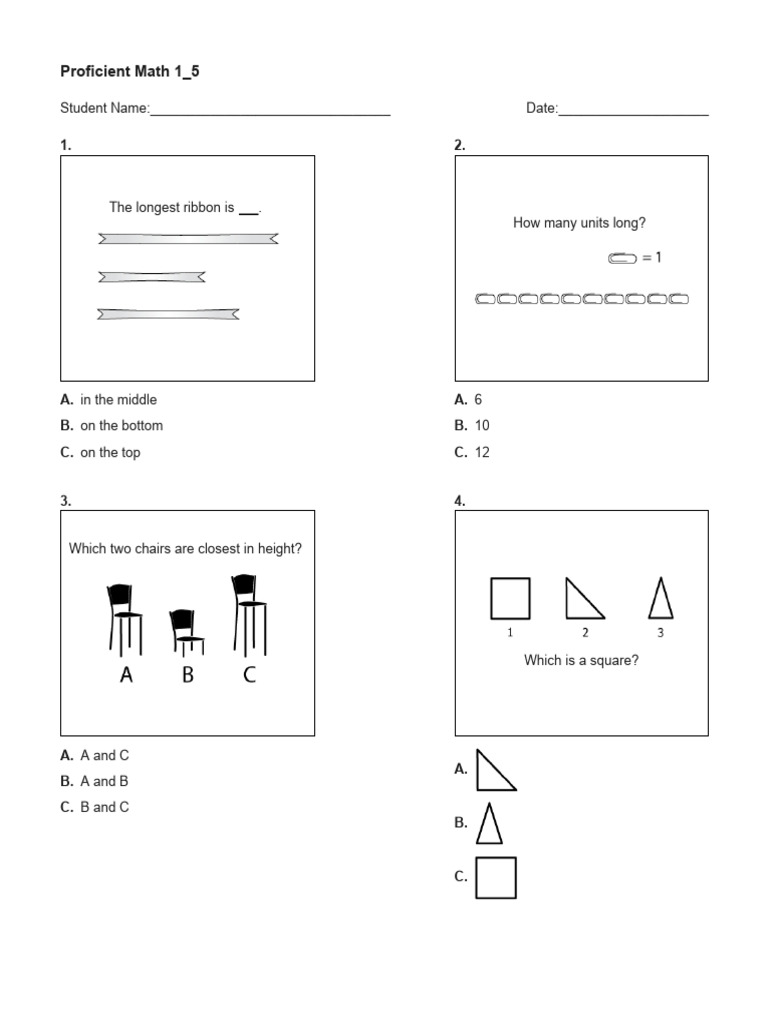 Proficient Math Progress Monitoring Grade 1 Form 5 | PDF | Chess ...