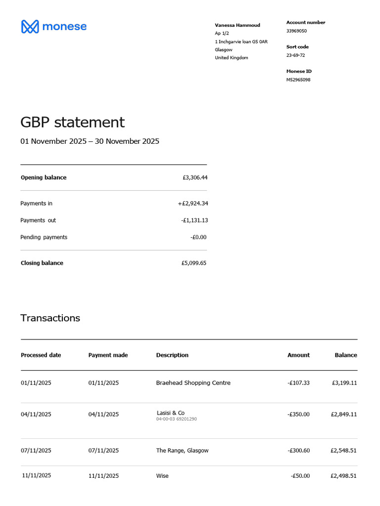 November 2025 GBP Account Statement | PDF | Financial Services ...