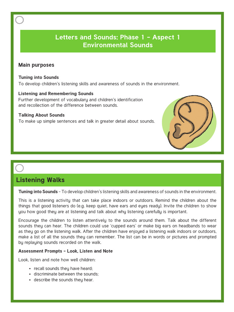 Environmental Sounds Activities for Kids | PDF | Recall (Memory ...