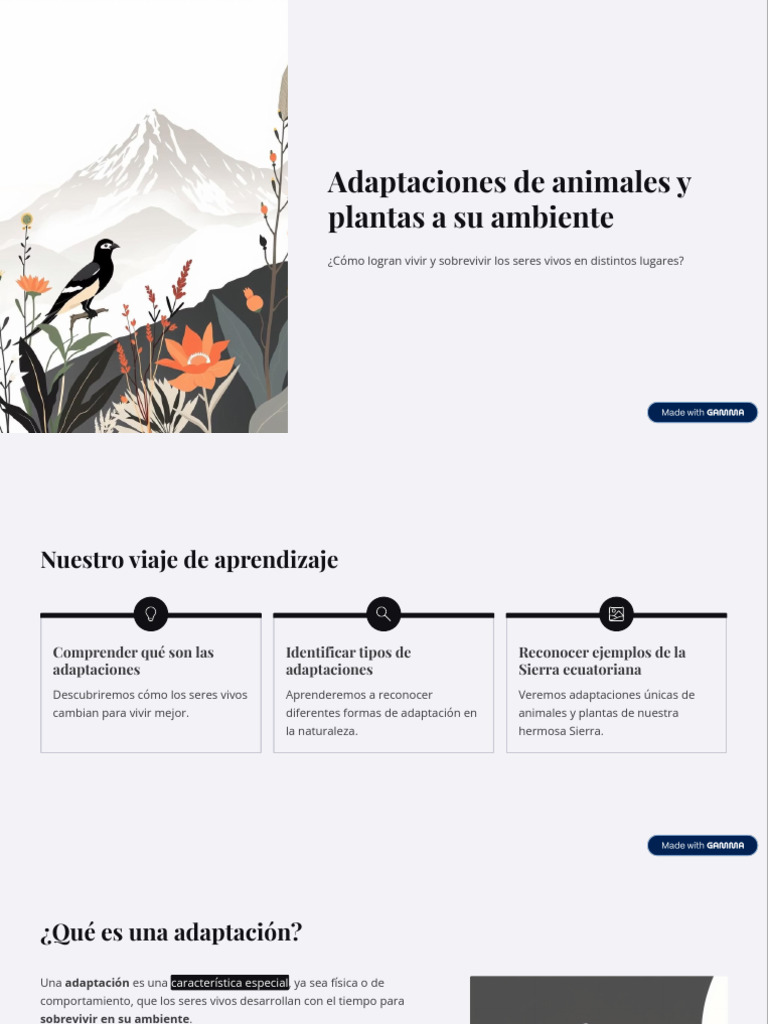 Desarrollo - Adaptaciones de Animales y Plantas A Su Ambiente | PDF ...