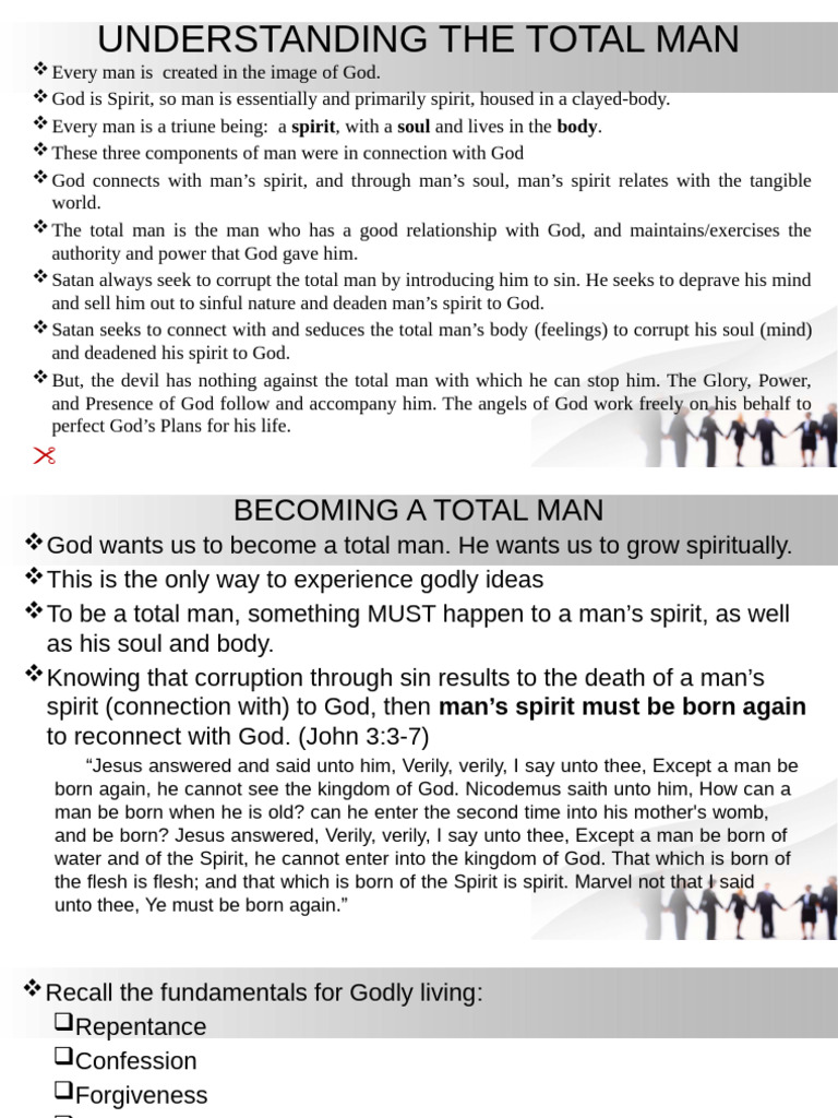 Becoming a Total Man: Spiritual Growth Guide | PDF | Born Again | Satan