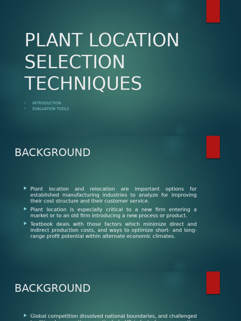 Plant Location Selection Strategies | PDF | Economics | Labour Economics