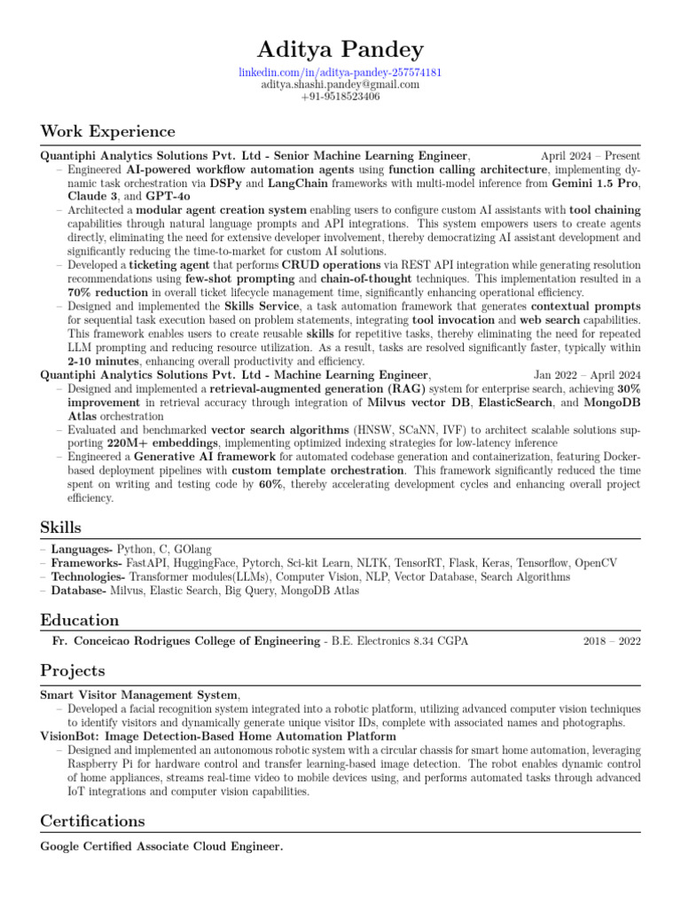 Aditya Pandey Resume | PDF | Artificial Intelligence | Intelligence (AI ...