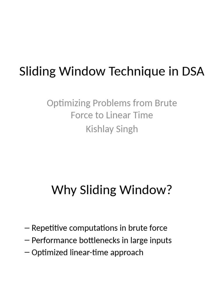 Sliding Window Technique Kishlay | PDF