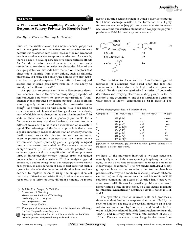 Angew Chem Int Ed - 2003 - Kim - A Fluorescent Self Amplifying ...