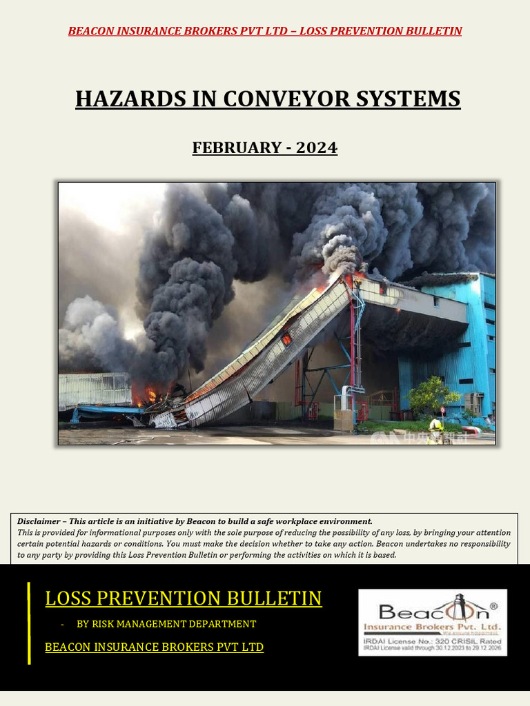 Hazards in Conveyor Systems 1709086199 | PDF | Fires | Belt (Mechanical)