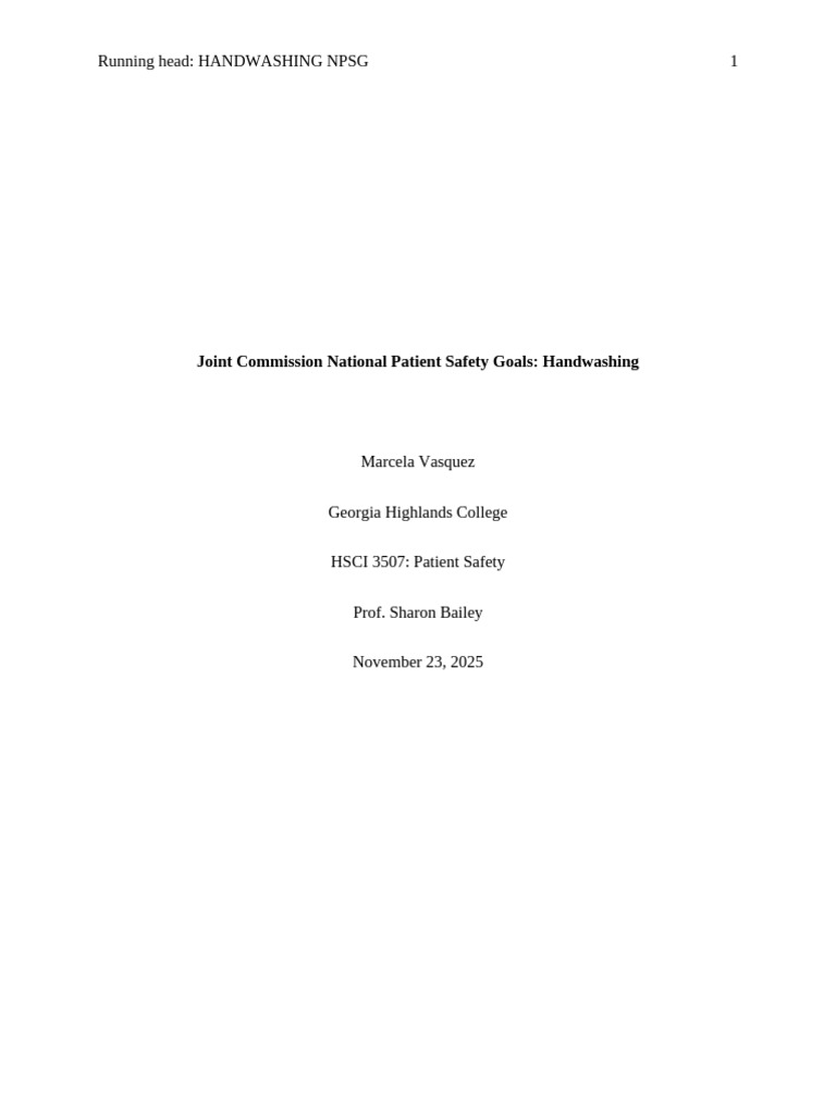 Vasquez Joint Commission | PDF | Hand Washing | Patient Safety