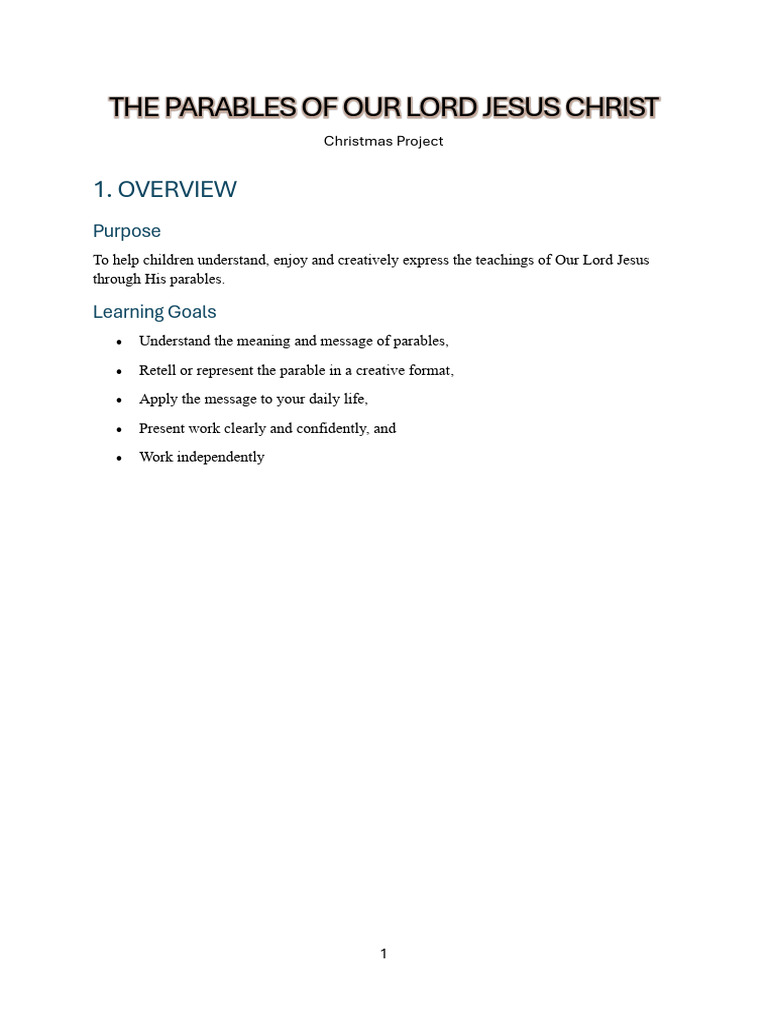 The Parables of Our Lord Jesus Christ | PDF | Parables Of Jesus | New ...