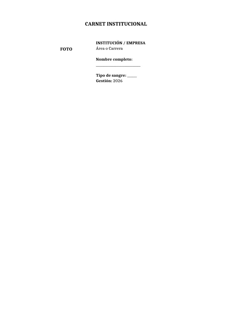 Plantilla Carnet Institucional Bolivia-1 | PDF