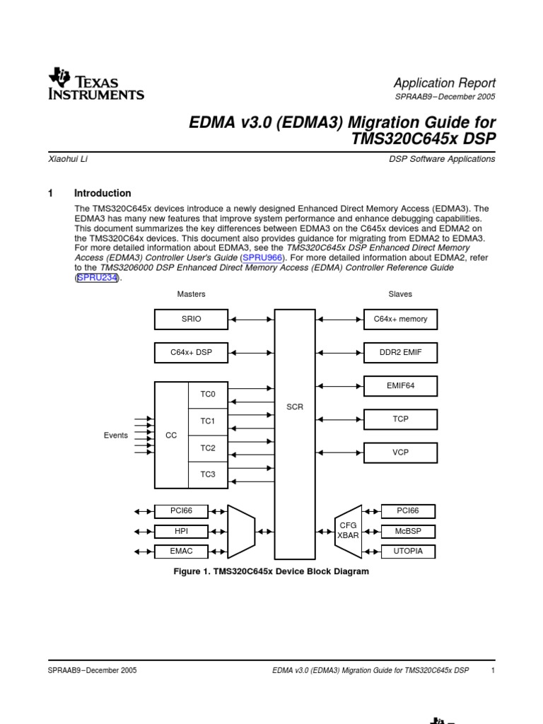 EDMA v3.0 (EDMA3) Migration Guide For TMS320C645x DSP: Application ...