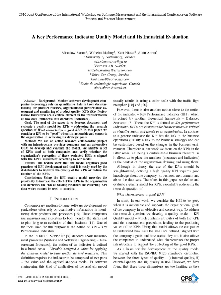 A Key Performance Indicator QA Model | PDF | Performance Indicator ...
