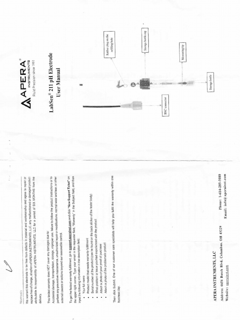 Dex-Cdc-114 Manual de Uso Del Electrodo 211 - Apera | PDF