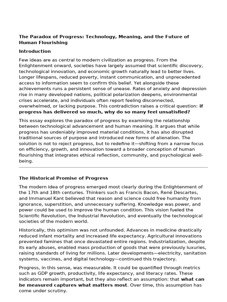 The Paradox of Progress and Meaning | PDF | Well Being | Gross Domestic ...