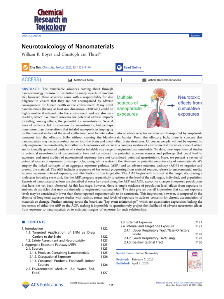 Neurotoxicology of Nanomaterials | PDF | Nanomaterials | Nanoparticle