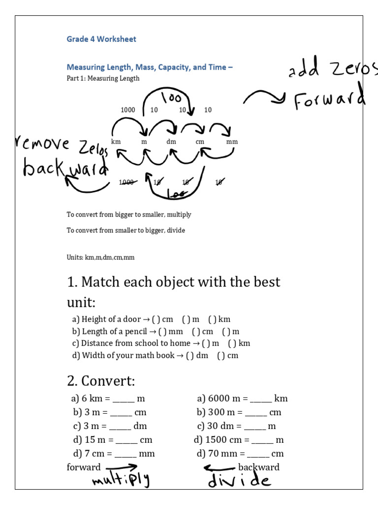 Grade 4 Measurement Worksheet | PDF