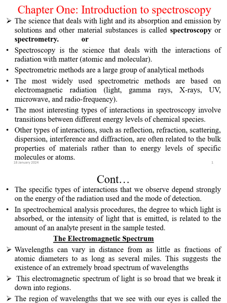 Introduction to Spectroscopy Basics | PDF | Electromagnetic Radiation ...
