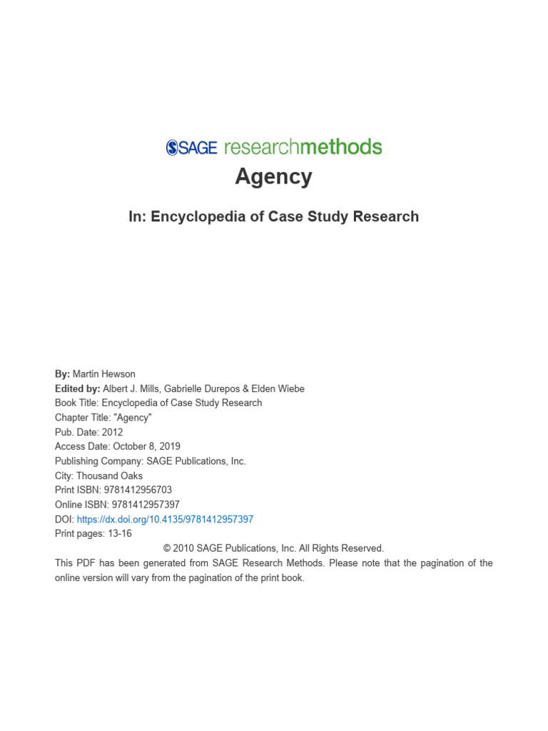 Encyc of Case Study Research Agency | PDF | Marxism | Discourse