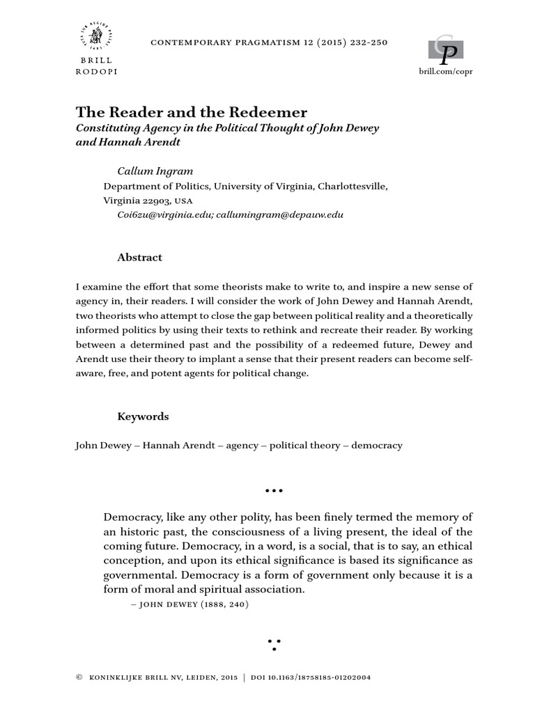The Reader and The Redeemer C | PDF | John Dewey | Georg Wilhelm ...