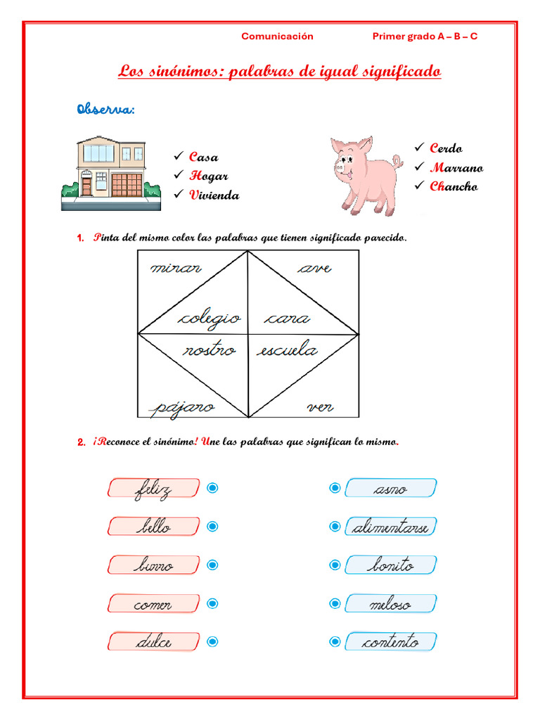 Ficha 34 Los Sinonimos | PDF