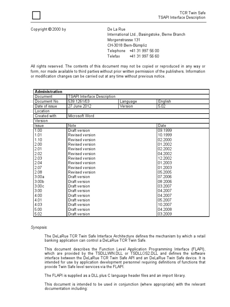 TSAPI Interface Description | PDF | Application Programming Interface ...