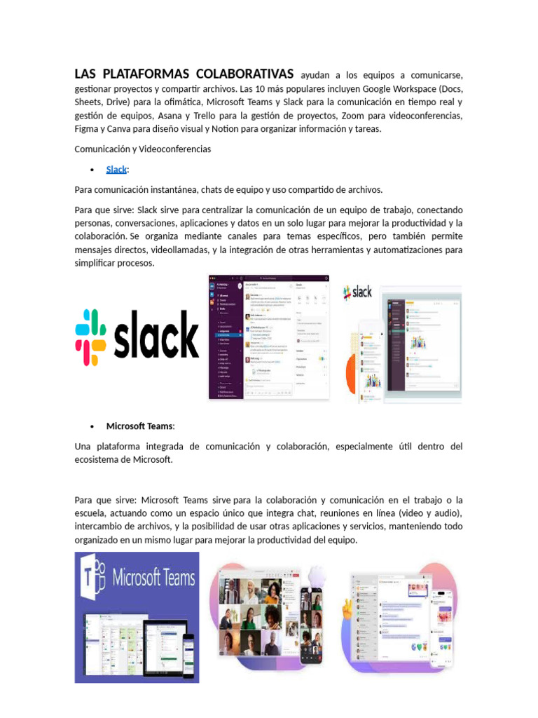 LAS PLATAFORMAS COLABORATIVAS Ayudan A Los Equipos A Comunicarse | PDF ...
