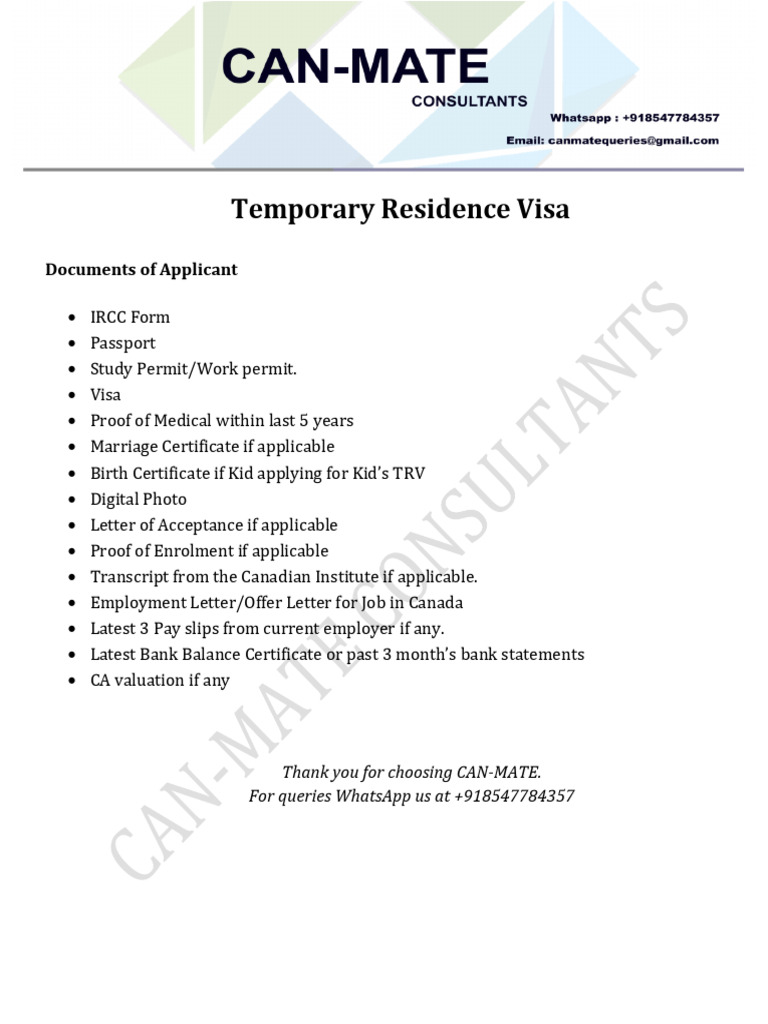 Checklist For TRV | PDF