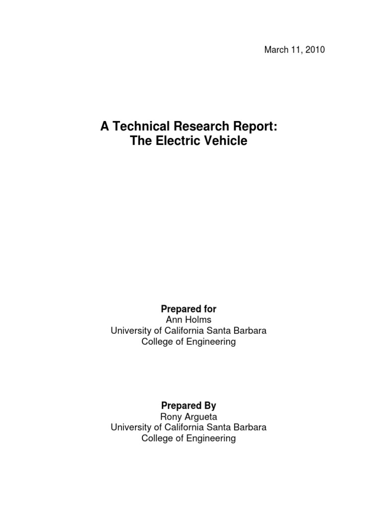 Technical Research Report - Electric Vehicle | PDF
