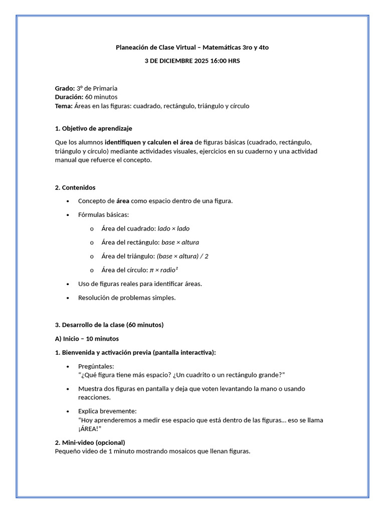 Planeacion Semana 1 y 3 Modulo 4 3ro y 4to | PDF | Multiplicación ...