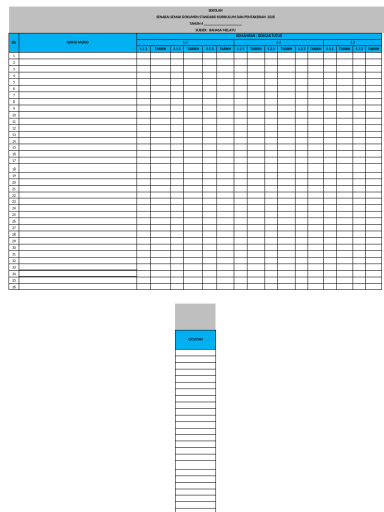 Borang Transit Bm Tahun 4 | PDF