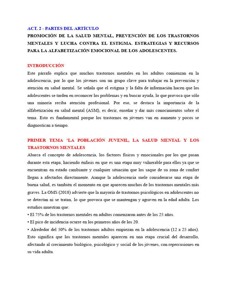 Estrategias para la Salud Mental Adolescente | PDF | Salud mental ...